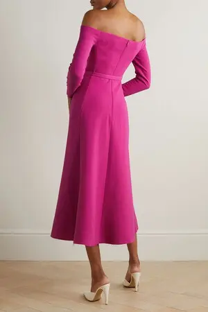 Gabriela Hearst Carole Off-the-shoulder Wool-crepe Dress
