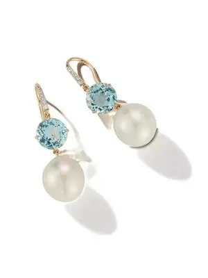 Mateo 14k Yellow Gold Multi-stone Drop Earrings - Blue