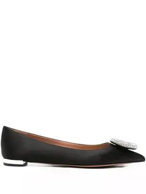 AQUAZZURA Crystal-embellished Flat Pumps - Black