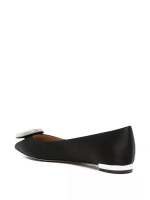 AQUAZZURA Crystal-embellished Flat Pumps - Black