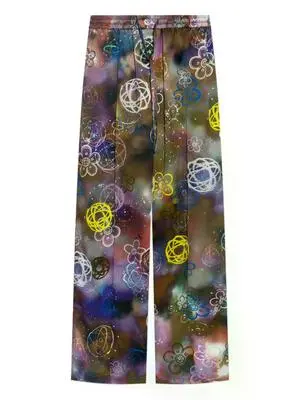 Kenzo Floral-print Straight Trousers - Purple