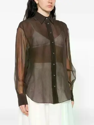 Brunello Cucinelli Silk Button-up Shirt - Brown