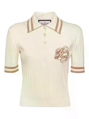Philipp Plein Logo-embroidered Polo Top - White