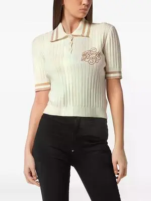 Philipp Plein Logo-embroidered Polo Top - White