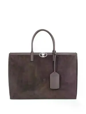 Valentino Garavani Vlogo Suede Tote - Brown