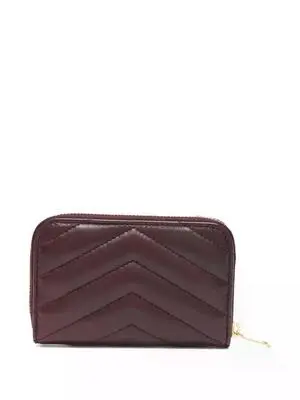 Saint Laurent Quilted Logo-plaque Wallet - Red