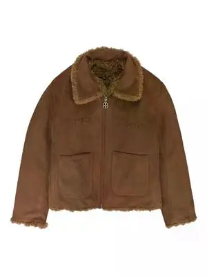 BIRTH OF ROYAL CHILD Floral-motif Suede Jacket - Brown