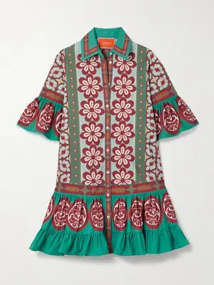 La DoubleJ Choux Floral-print Mini Shirt Dress - Multi