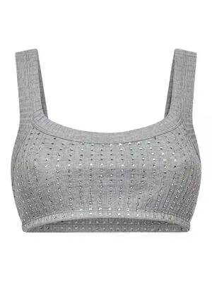 Attico Crystal-embellished Ribbed Top