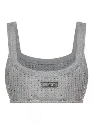 Attico Crystal-embellished Ribbed Top