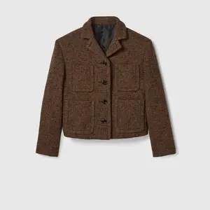 Gucci Seeded Wool Cropped Jacket