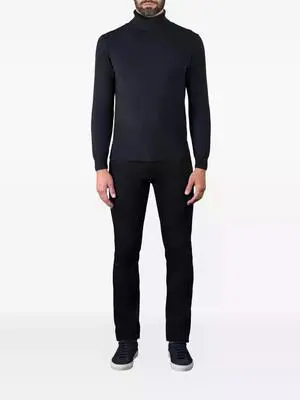 MOORER Roll-neck Sweater - Blue