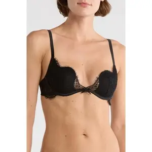 Fleur Du Mal Frankie Underwire Lace Plunge Demi Bra - Black
