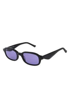 FLORENCE BY MILLS 49mm Rectangular Sunglasses - Gloss Black