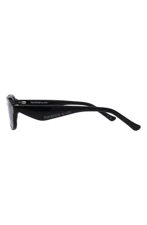 FLORENCE BY MILLS 49mm Rectangular Sunglasses - Gloss Black