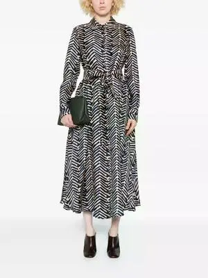 Kiton Geometric-print Belted Shirt Dress