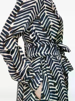 Kiton Geometric-print Belted Shirt Dress