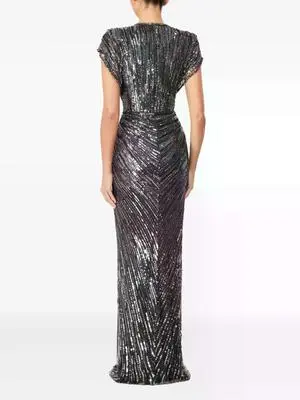 Jenny Packham Zola Sequin-embellished Maxi Dress - Grey