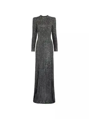 Jenny Packham Sequin-embellished Maxi Dress - Grey