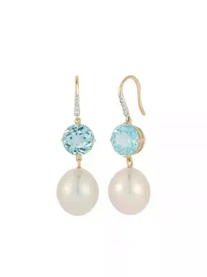 Mateo 14k Yellow Gold Multi-stone Drop Earrings - Blue