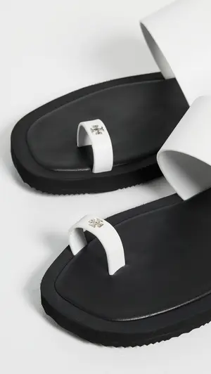 Tory Burch Toe Ring Flip Flops - Cloud/perfect Black