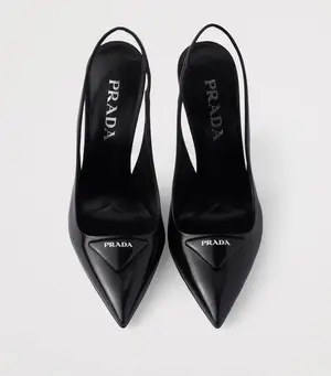 Prada Brushed Leather Slingback Pumps - Black