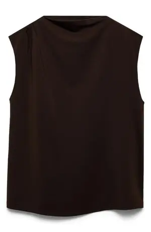 Mango Draped Neck Sleeveless T-shirt - Chocolate