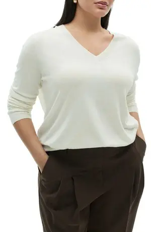 Mango V-neck Fine Knit Sweater