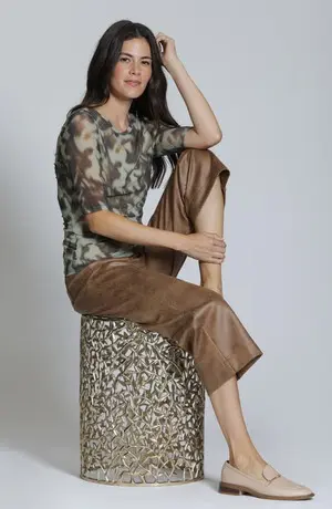 APNY Animal Print Mesh Top
