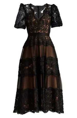Tadashi Shoji Soutache Lace Fit & Flare Cocktail Dress