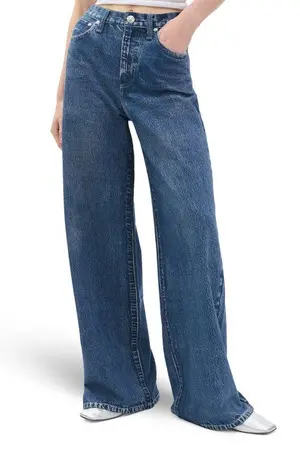 Rag & Bone Rb Miramar Sofie High Waist Ankle Wide Leg Terry Sweatpant Jeans Almda