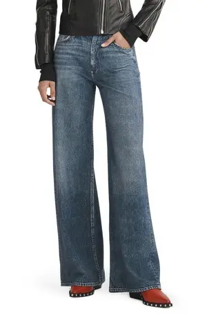 Rag & Bone Rb Miramar Sofie High Waist Ankle Wide Leg Terry Sweatpant Jeans - Kimbr