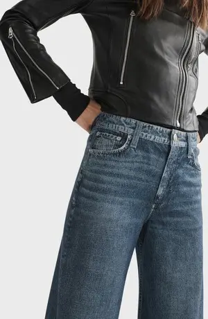 Rag & Bone Rb Miramar Sofie High Waist Ankle Wide Leg Terry Sweatpant Jeans - Kimbr