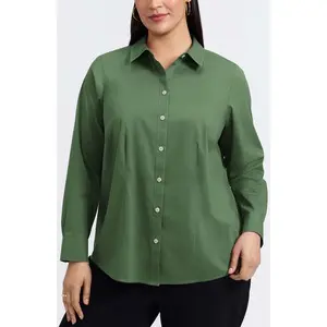 Foxcroft Cotton Blend Button-up Shirt - Basil