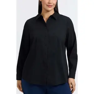 Foxcroft Cotton Blend Button-up Shirt - Black