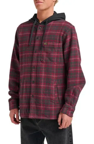 Quiksilver Sandbar Plaid Cotton Flannel Hooded Shirt