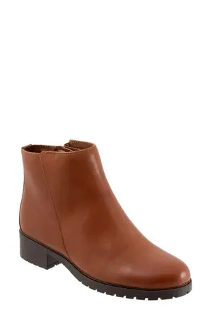 Trotters Leather Ankle Booties - Luggage