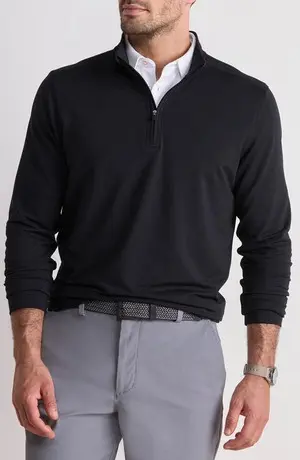 Vineyard Vines Performance Club Quarter-zip Pullover - Jet Black