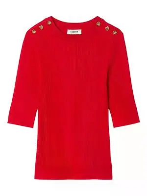 Sandro Button-embellished Ribbed T-shirt