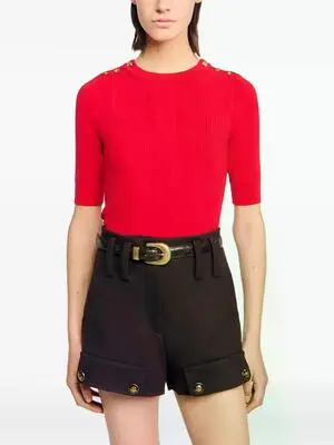 Sandro Button-embellished Ribbed T-shirt