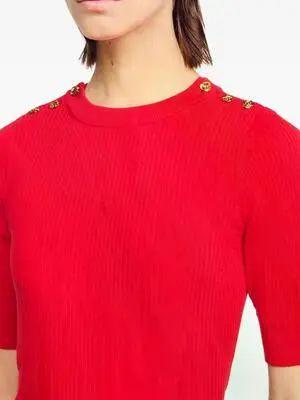Sandro Button-embellished Ribbed T-shirt