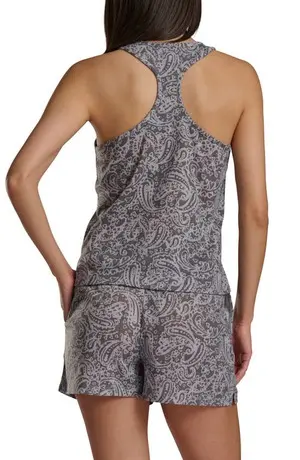 Splendid Print Pointelle Knit Short Pajamas - Brown Grey Paisley