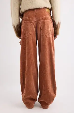 Isabel Marant Étoile Lorson Wide Leg Corduroy Pants - Rust