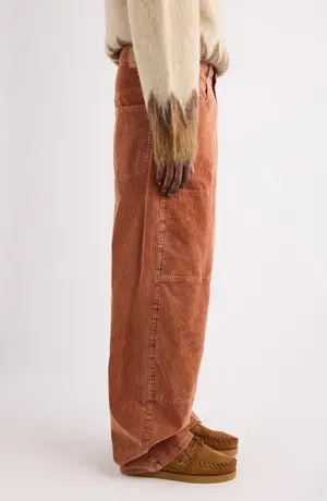 Isabel Marant Étoile Lorson Wide Leg Corduroy Pants - Rust