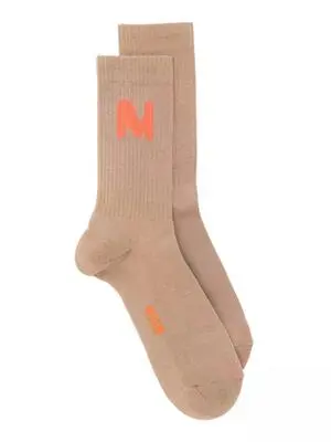 MSGM Logo Socks - Brown
