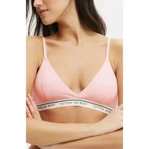 Cotton:on Branded Cotton Cross Over Bralette Blushing Bride