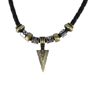 Trafalgar Cheyenne Triangle And Beaded Vegan Leather Adjustable Necklace