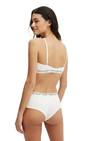 Cotton:on Branded Cotton Scoop Bralette - White