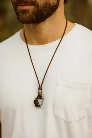Trafalgar Gable Triangle And Beaded Leather Adjustable Necklace