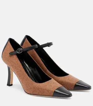 Manolo Blahnik Semele 90 Leather-trimmed Tweed Pumps - Brown